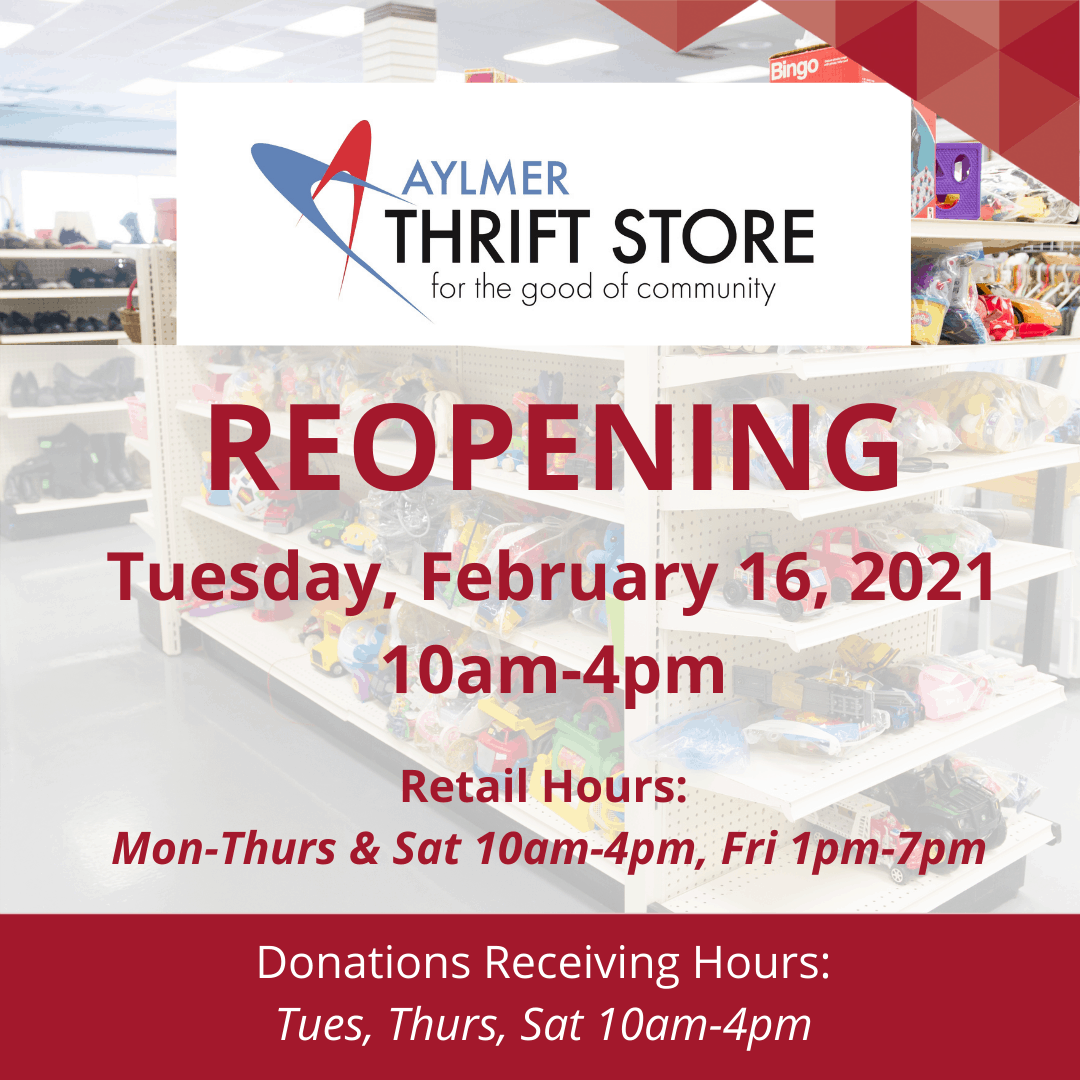 Aylmer Thrift Store Retail Re-Opens! – Mennonite Community Services of ...